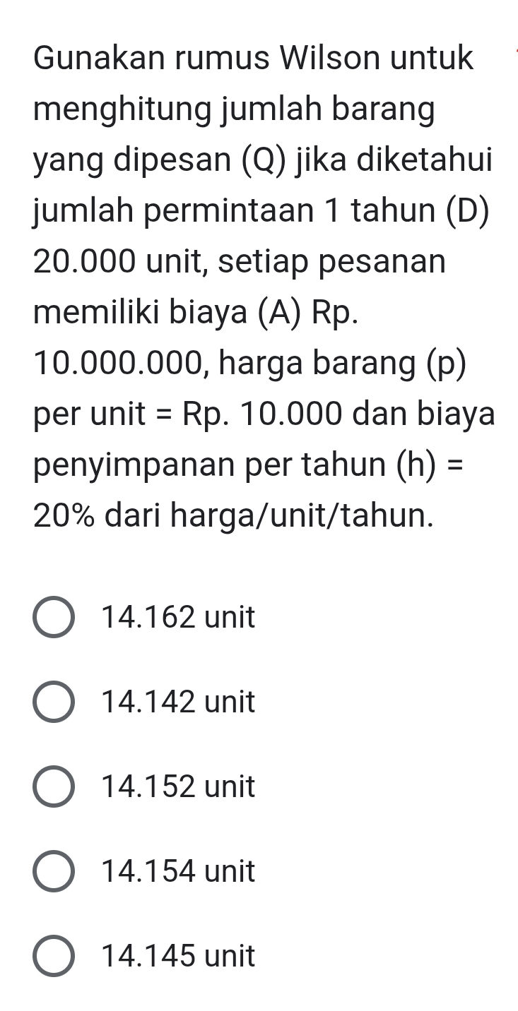 Gunakan rumus Wilson untuk menghitung jumlah | StudyX
