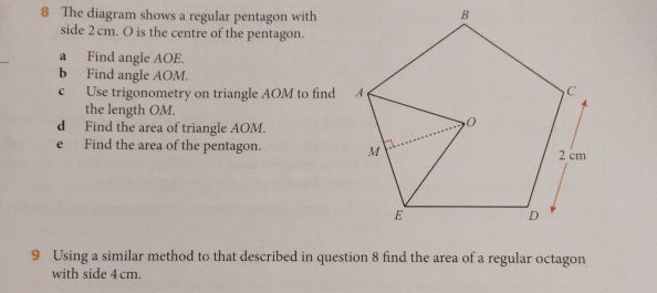 8 The diagram shows a regular pentagon with