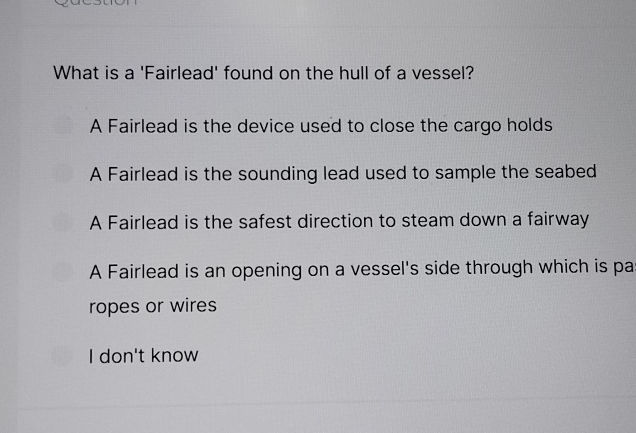 What is a Fairlead found on the hull of a