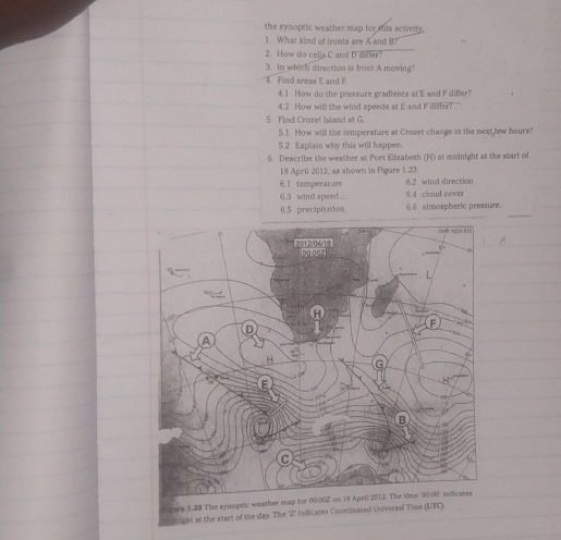 the synoptic weather map for this activity 1 | StudyX