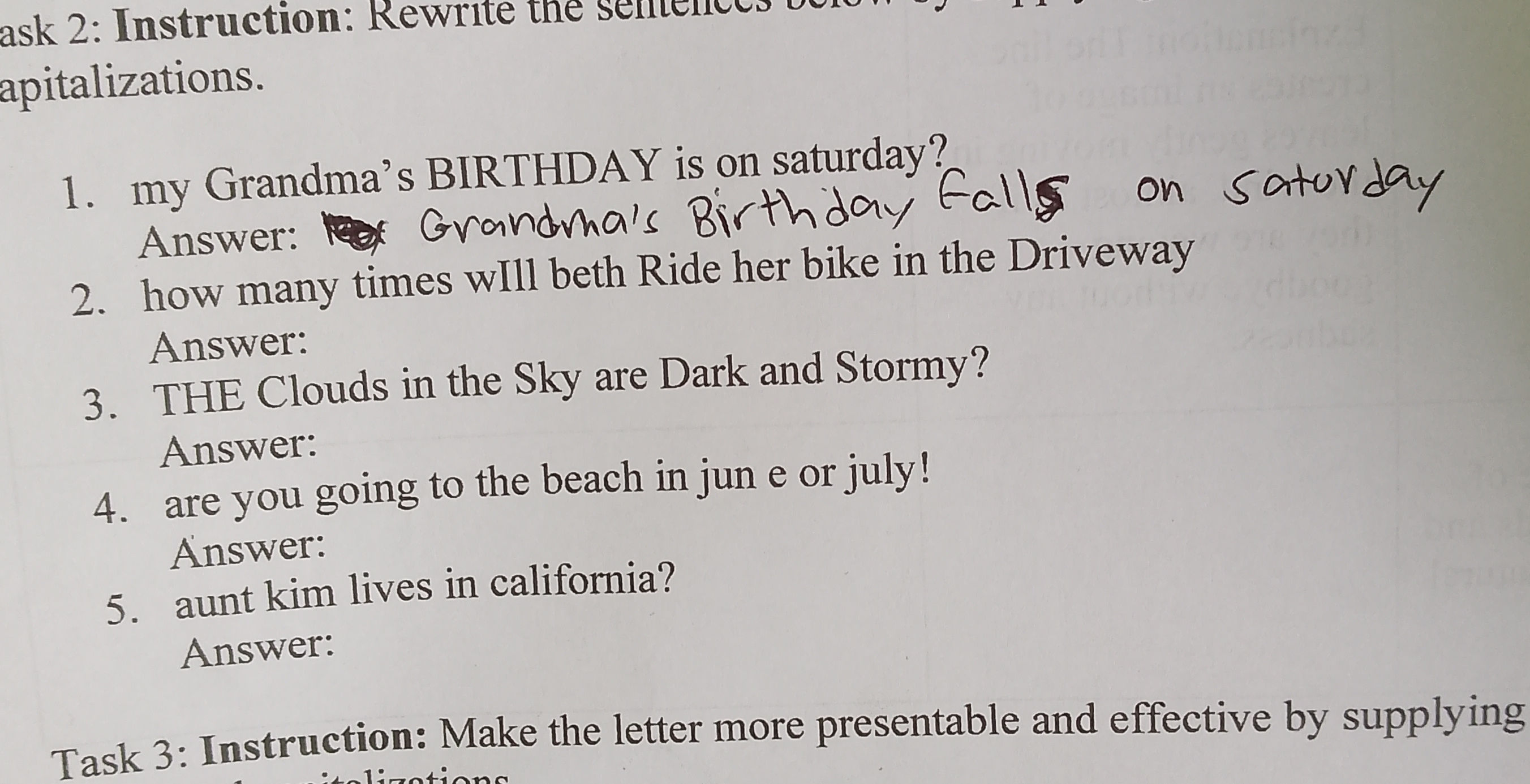 ask 2 Instruction Rewrite the sentences | StudyX