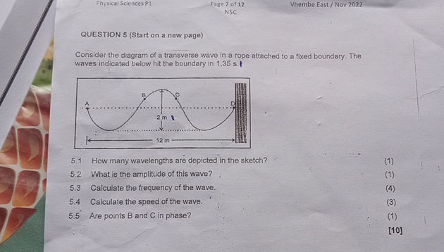 Consider the diagram of a transverse wave in | StudyX