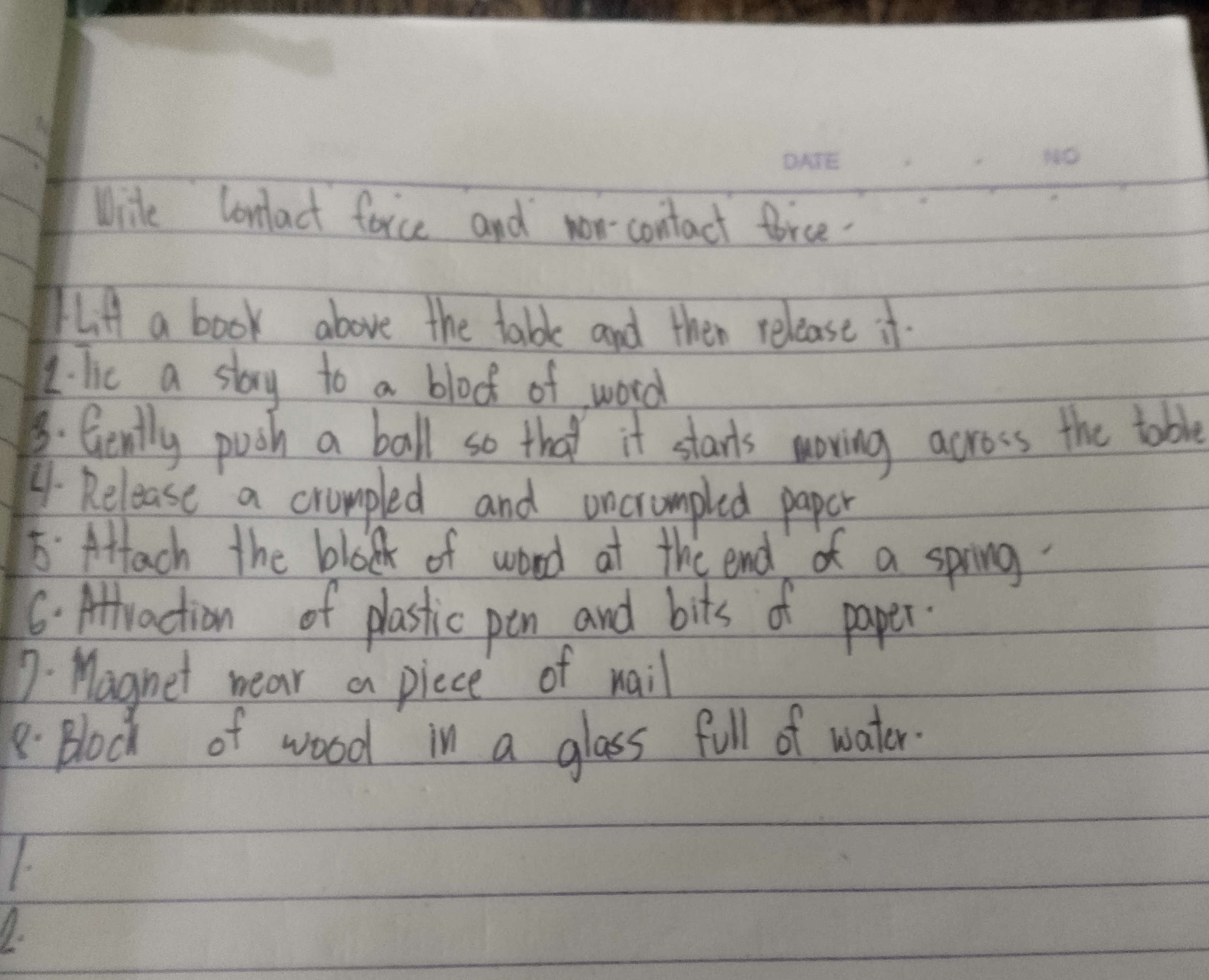 Write Contact force and non-contact force- | StudyX