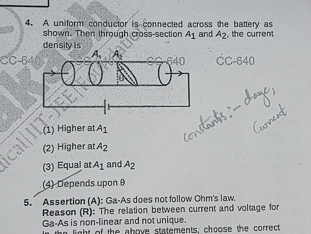 4 A uniform conductor is connected across | StudyX