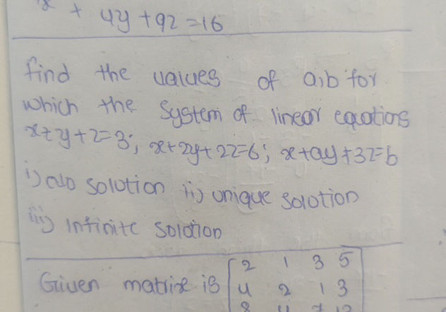 find the values of ab for which the system | StudyX