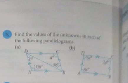 5 Find the values of the unknowns in each of | StudyX