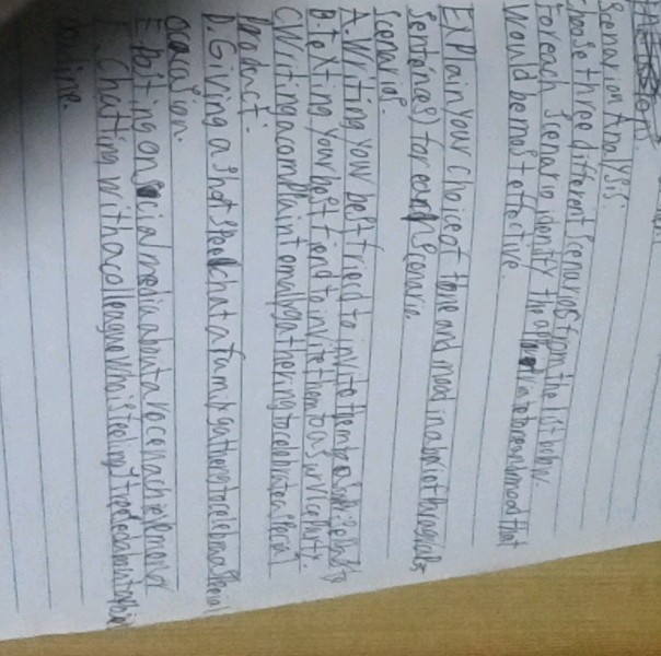 Scenario Analysis Choose three different | StudyX