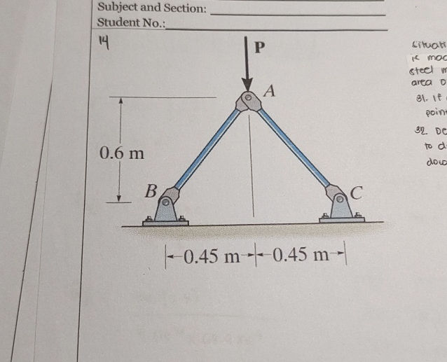 A diagram shows a structure with a vertical | StudyX