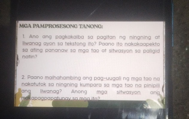 MGA PAMPROSESONG TANONG 1 Ano ang pagkakaiba | StudyX