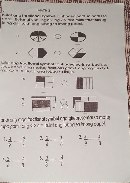 MATH 3 Isulat ang fractional symbol sa | StudyX