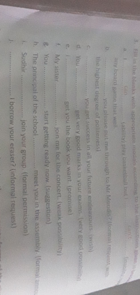 3 Fill in the blanks with appropriate modals | StudyX