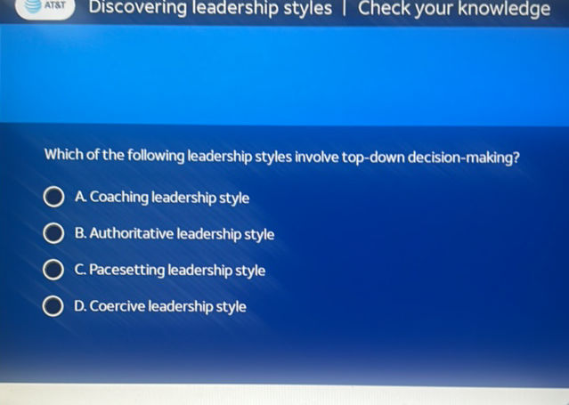 Which of the following leadership styles | StudyX