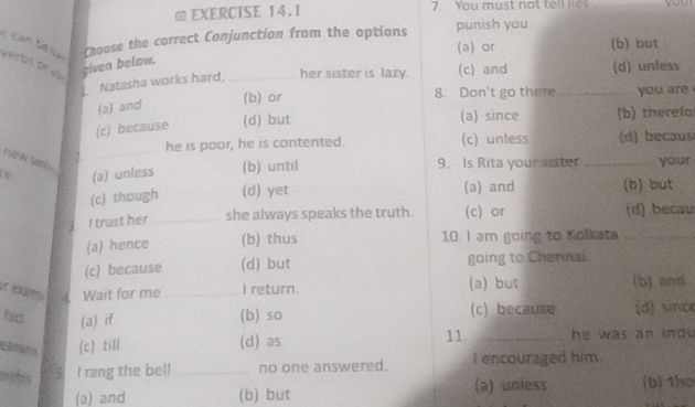 Choose the correct Conjunction from the | StudyX