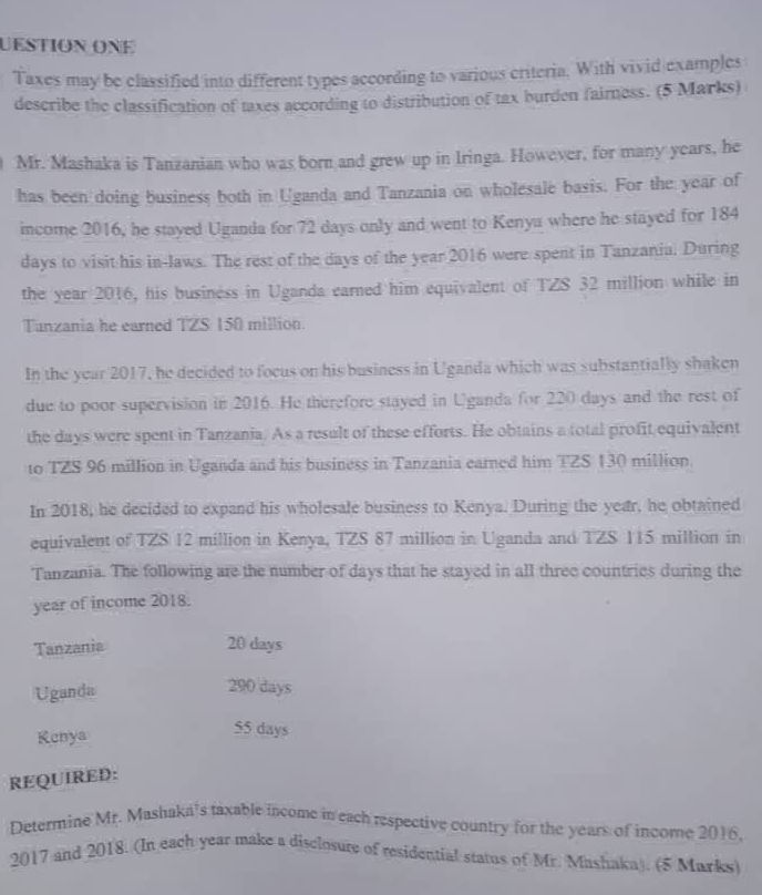 UESTION ONE Taxes may be classified into | StudyX