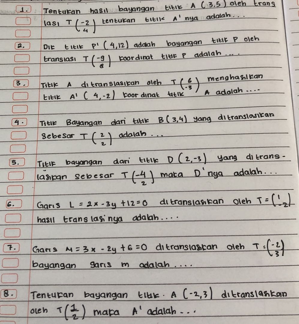 1 Tentukan hasil bayangan titik A (35) oleh | StudyX