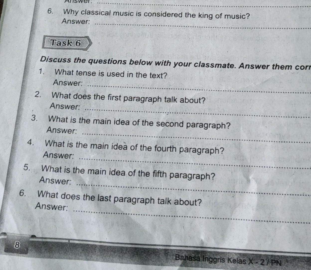 Task 6 Discuss the questions below with your | StudyX