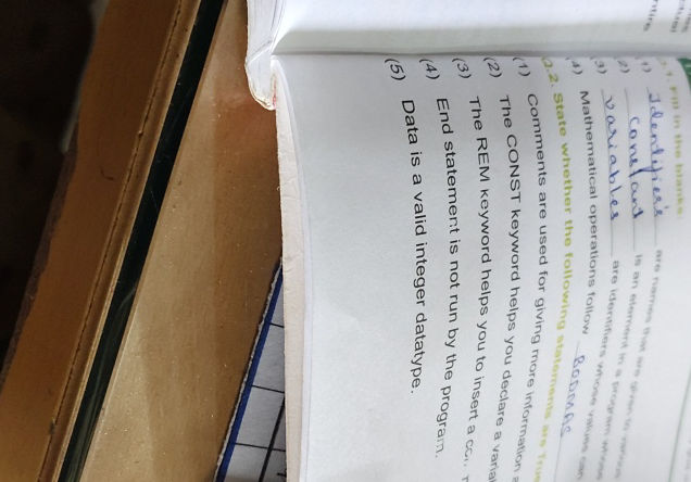 1 Fill in the blanks Identifiers are names | StudyX