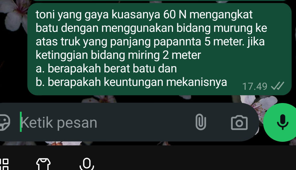 toni yang gaya kuasanya 60 N mengangkat batu | StudyX