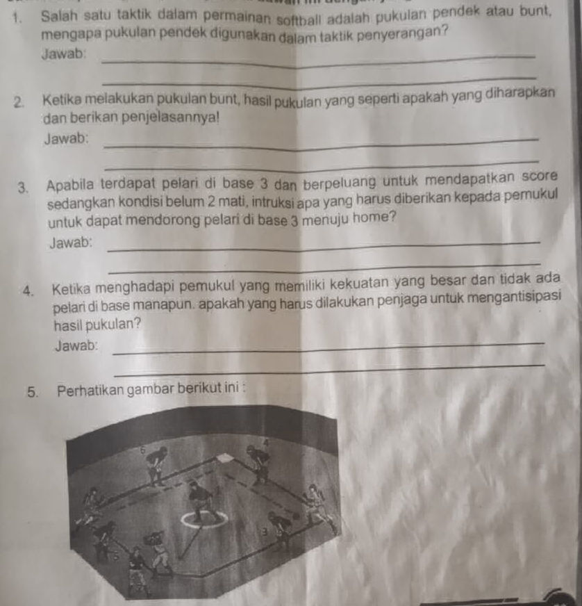 1 Salah satu taktik dalam permainan softball | StudyX