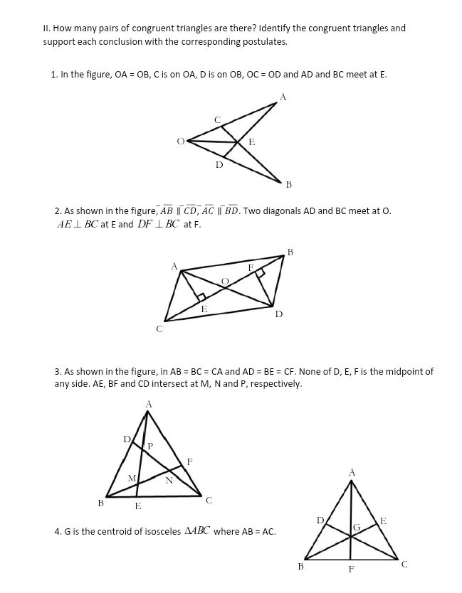 II How many pairs of congruent triangles are | StudyX