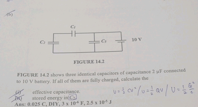 FIGURE 142 shows three identical capacitors | StudyX