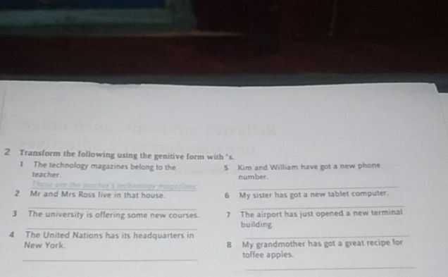 2 Transform the following using the genitive | StudyX