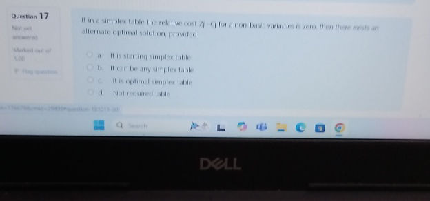 Question 17 If in a simplex table the | StudyX