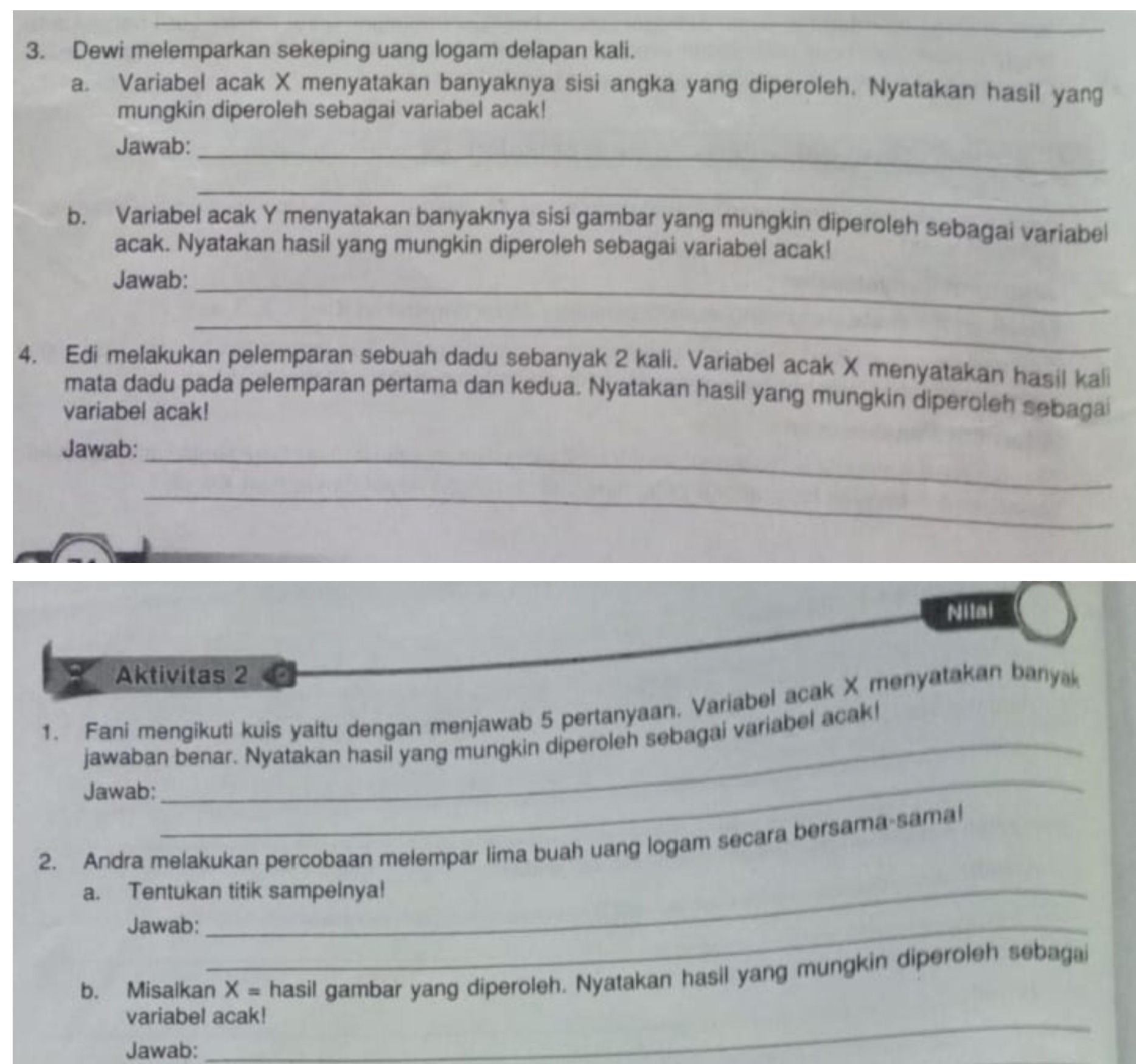 3 Dewi melemparkan sekeping uang logam | StudyX