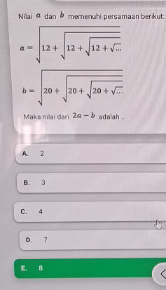 Nilai a dan b memenuhi persamaan berikut a = | StudyX