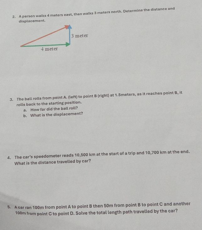 2 A person walks 4 meters east then walks 3 | StudyX