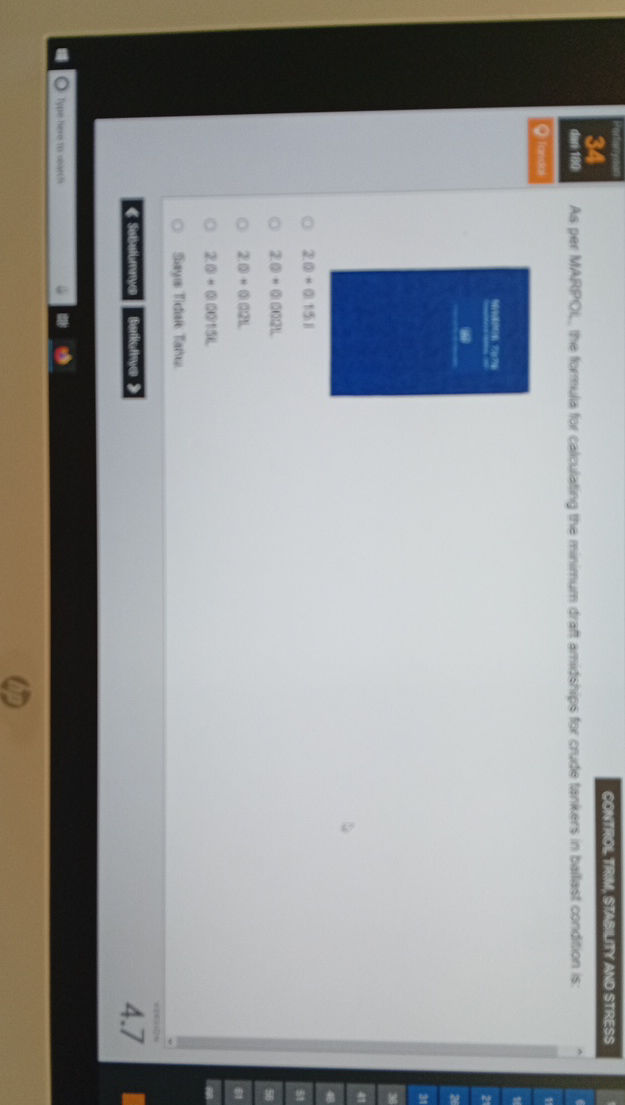 As per MARPOL the formula for calculating | StudyX