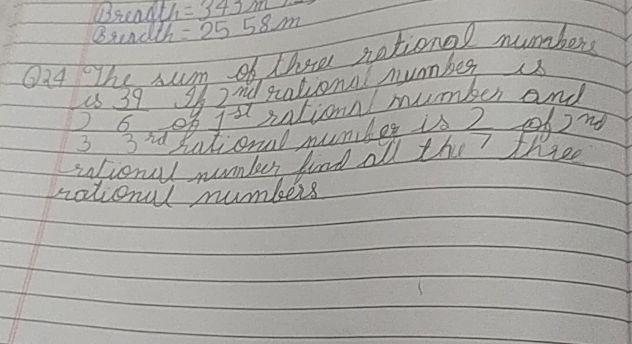 Q24 The sum of three rational numbers is 39 | StudyX