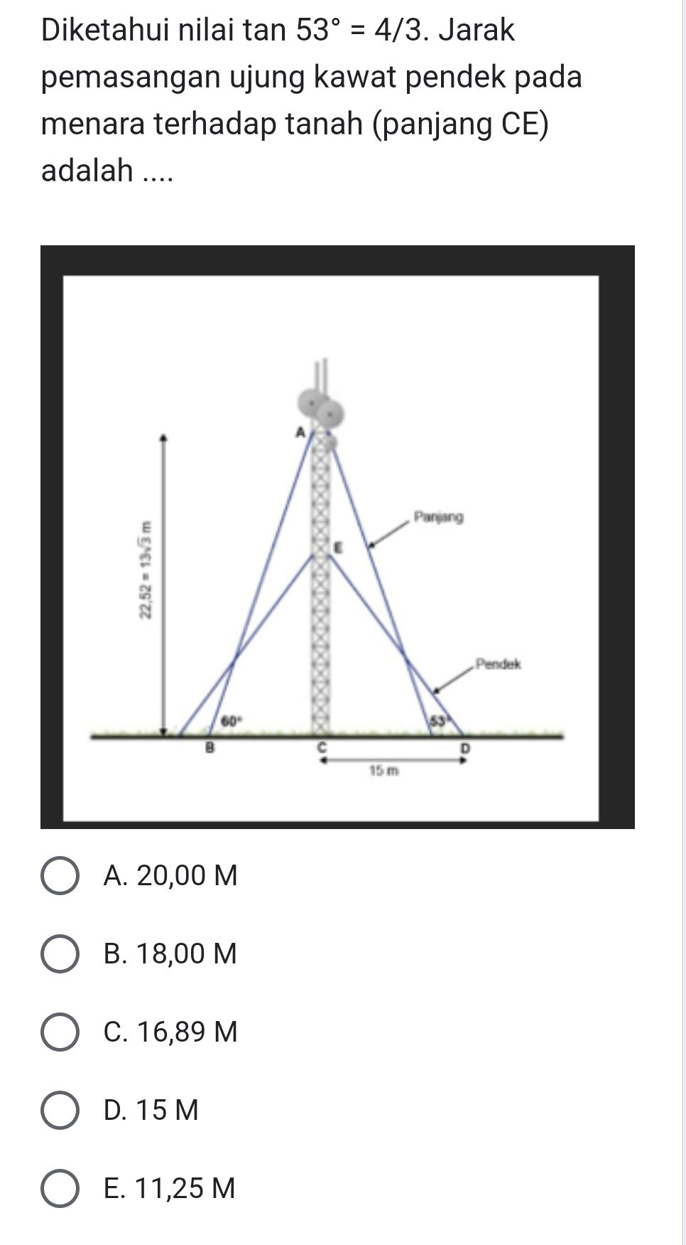 Diketahui nilai tan 53 = 4/3 Jarak | StudyX