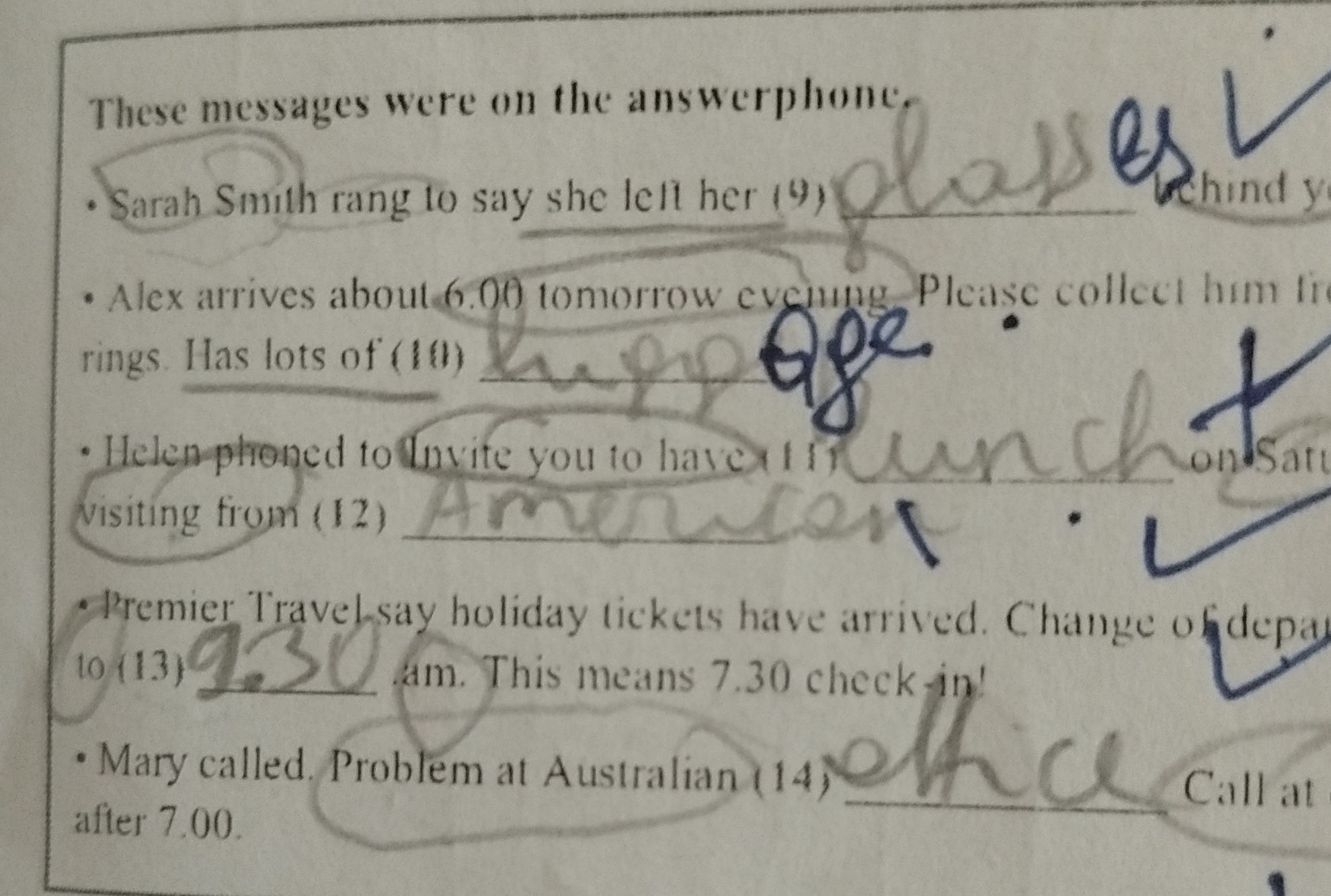 These messages were on the answerphone | StudyX