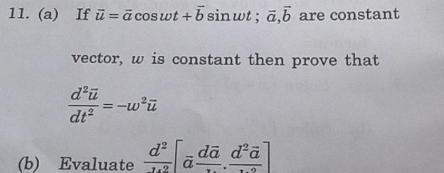 11 (a) If (u = acoswt + bsinwt) (a b) are | StudyX