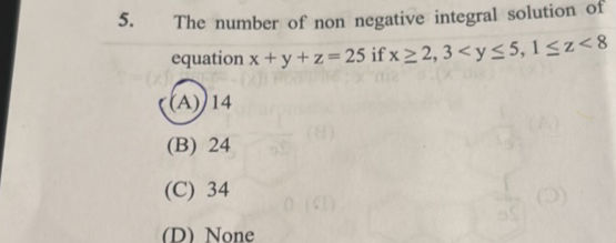 5 The number of non negative integral | StudyX