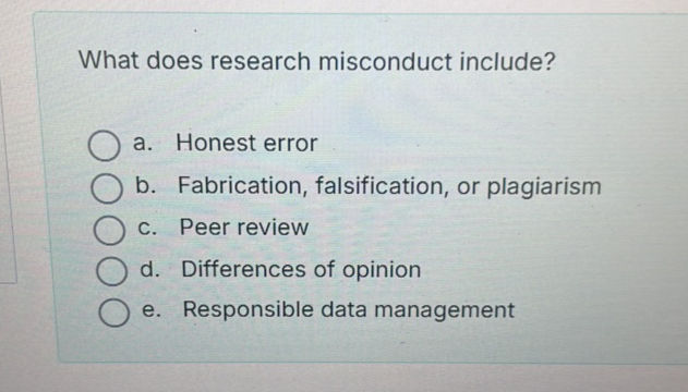 What does research misconduct include a | StudyX