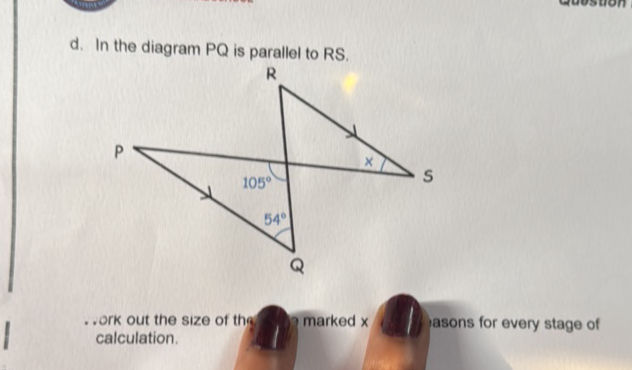 In the diagram PQ is parallel to RS Work out | StudyX