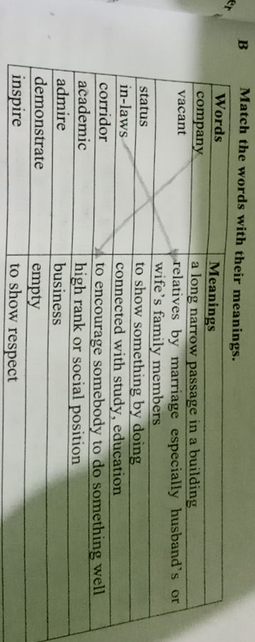 Match the words with their meanings Words | StudyX
