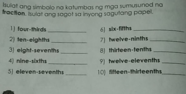Isulat ang simbolo na katumbas ng mga | StudyX