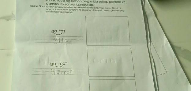 Sa loob ng kahon ang mga salita parirala at | StudyX