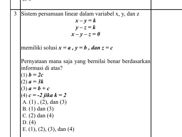 3 Sistem persamaan linear dalam variabel x y