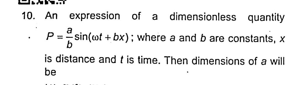 10 An expression of a dimensionless quantity
