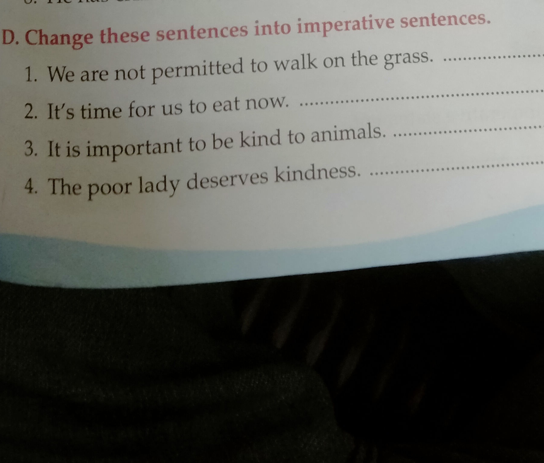 D Change these sentences into imperative | StudyX