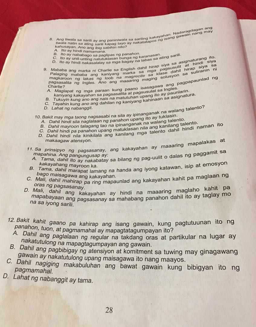 8 Ang tiwala sa sarili ay ang paniniwala sa | StudyX