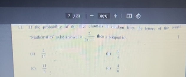 11 If the probability of the letter chosen | StudyX