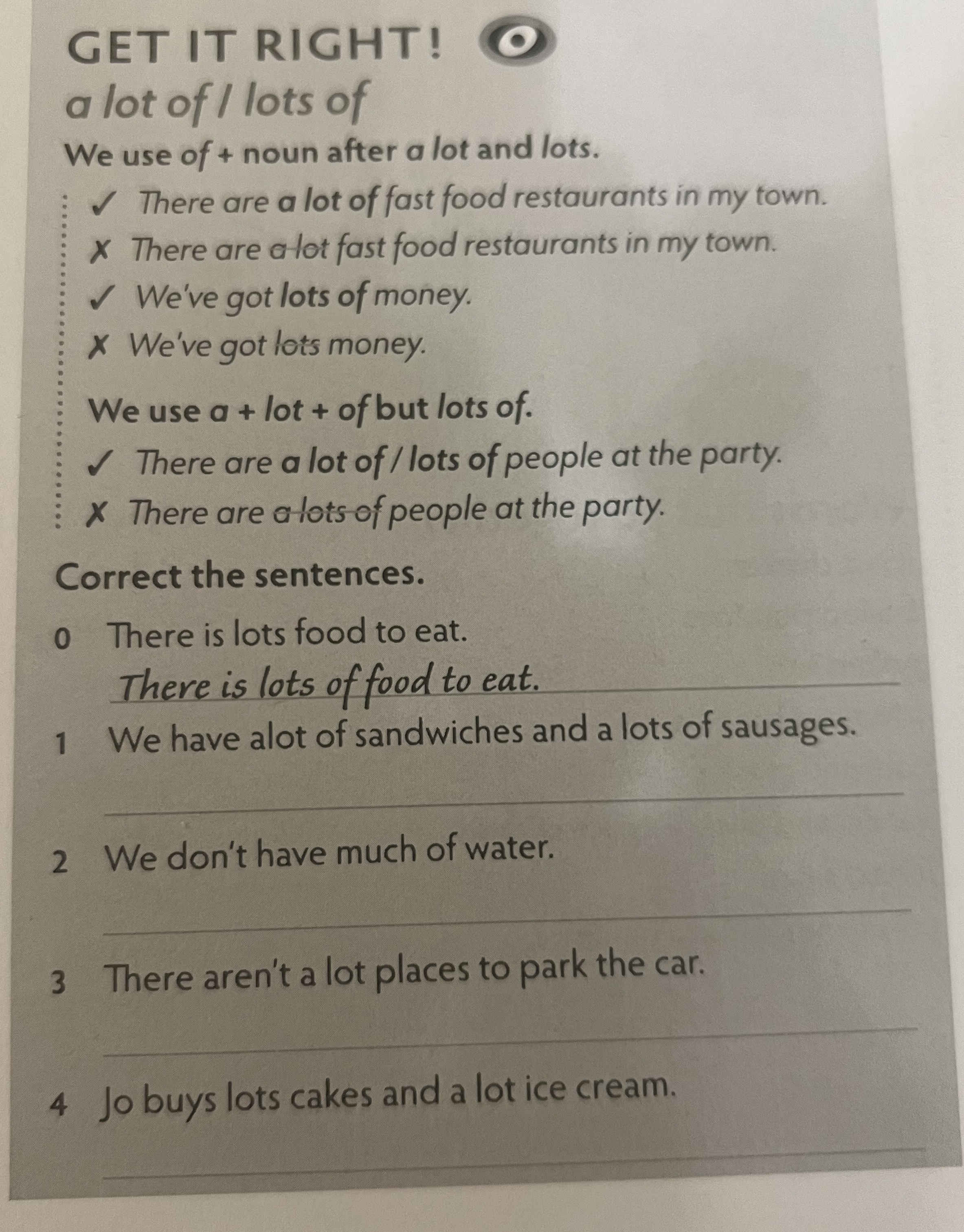 GET IT RIGHT O a lot of / lots of We use of | StudyX