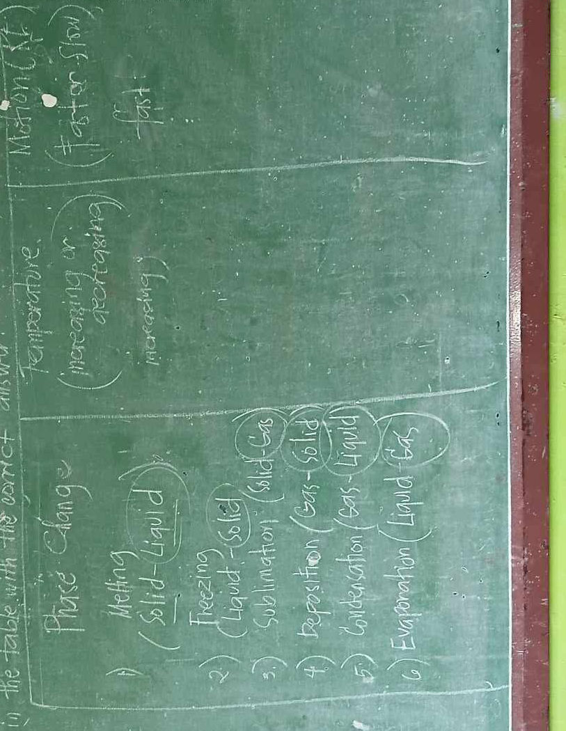 in the table with the correct temperature | StudyX