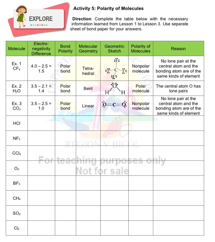 Activity 5 Polarity of Molecules Direction | StudyX