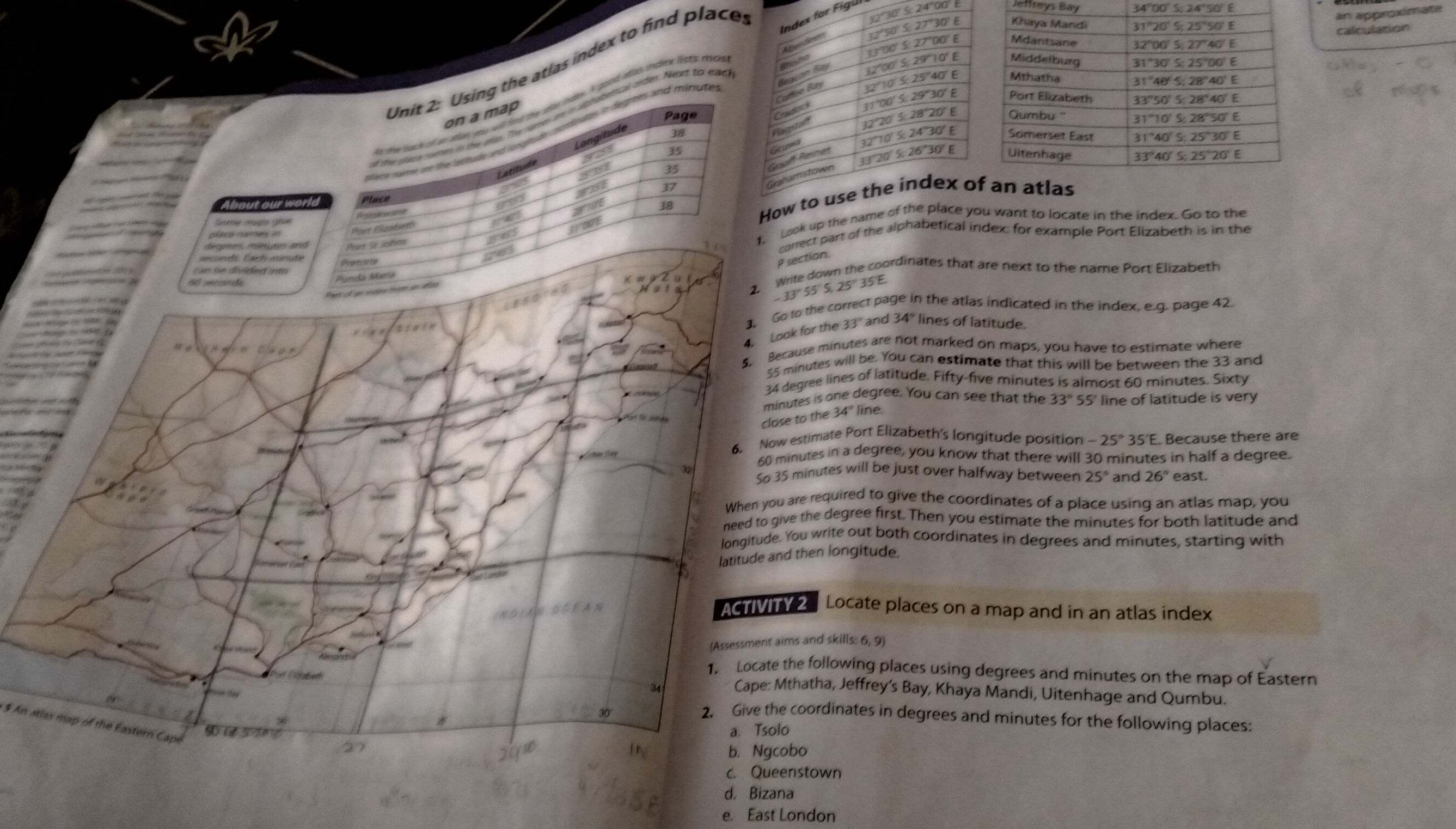 Unit 2 Using the atlas index to find places